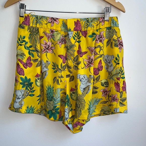 Zara | Shorts | Zara Yellow Floral Koalas Print Short | Poshmark
